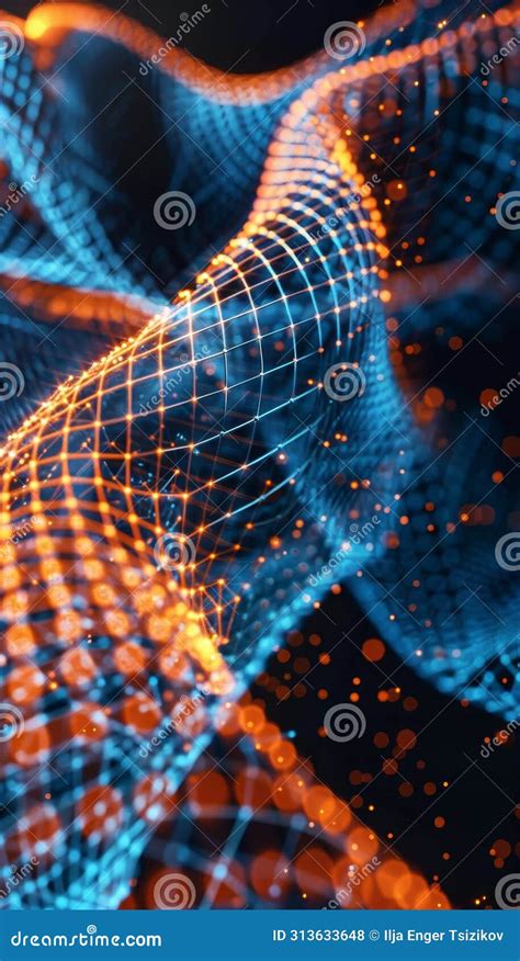 Digital Network Streamline Connection Of Waves Representing Information Technology Stock