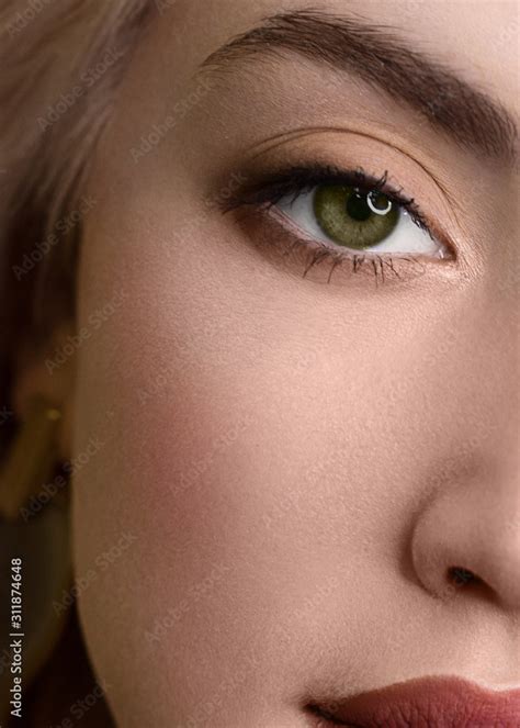 Half A Beauty Portrait With Beautiful Fashionable Day Make Up Black