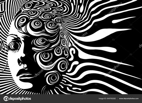 Psychedelic Art Black And White Sticker Black And White Abstract
