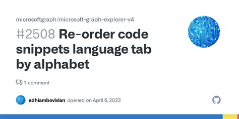 Re Order Code Snippets Language Tab By Alphabet Issue Microsoftgraph Microsoft Graph