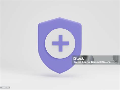 3d 렌더링 3d 그림입니다 의료 가드 방패 보험 기호는 흰색 배경에 고립되어 있습니다 의료 건강 보호 개념 3차원 형태에 대한