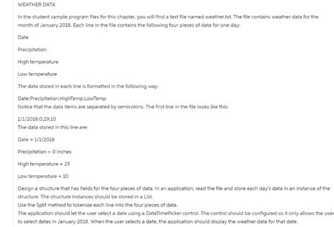 WEATHER DATA In The Student Sample Program Files For Chegg