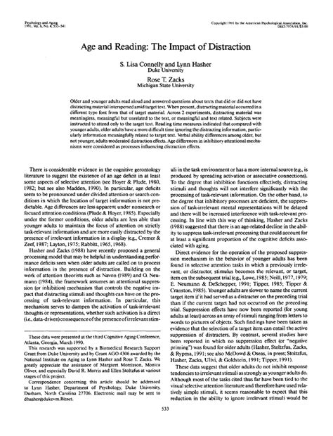 Pdf Age And Reading The Impact Of Distraction