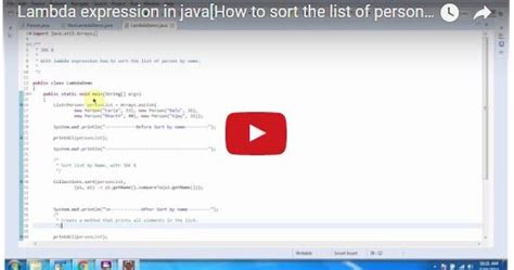 Java Ee Lambda Expression In Java How To Sort The List Of Person By Name Using Lambda Expression