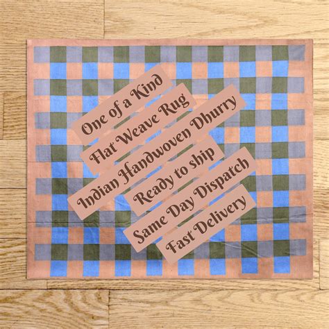 Modern Handmade Check Box Pattern Cotton Area Rug Flat Weave Etsy