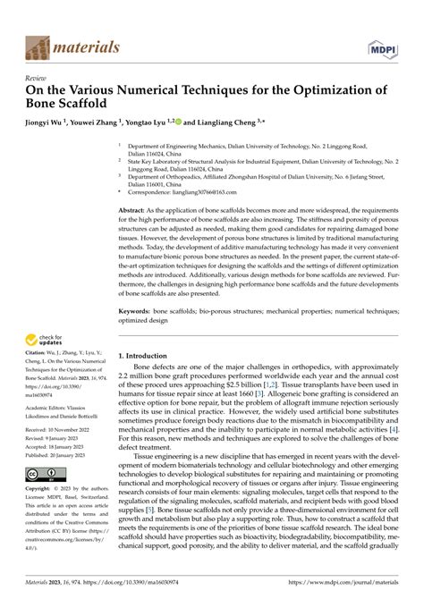 Pdf On The Various Numerical Techniques For The Optimization Of Bone Scaffold