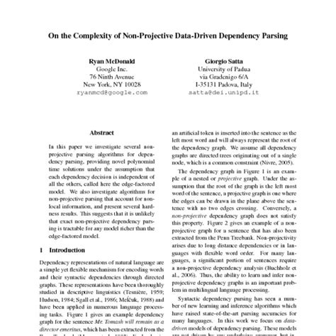 On The Complexity Of Non Projective Data Driven Dependency Parsing