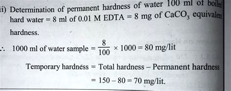 I Determination Of Permanent Hardness Of Water 100 Ml Of Boiled Hard Water 8 Ml Of 0 01 M