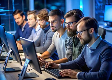 Programmers At Work Enhancing Cyber Security For Web And Social Platforms Premium Ai Generated