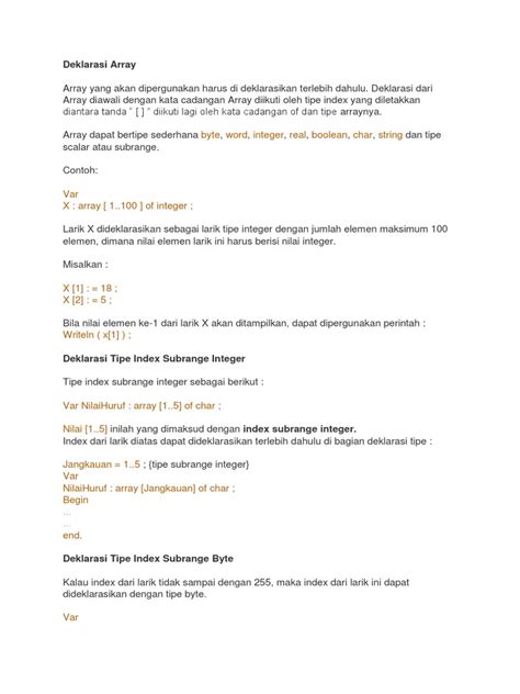Deklarasi Array Pdf