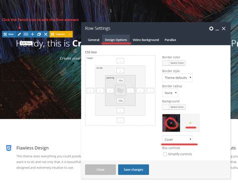 Changing The Background Image Using The Page Builder Creativo Documentation