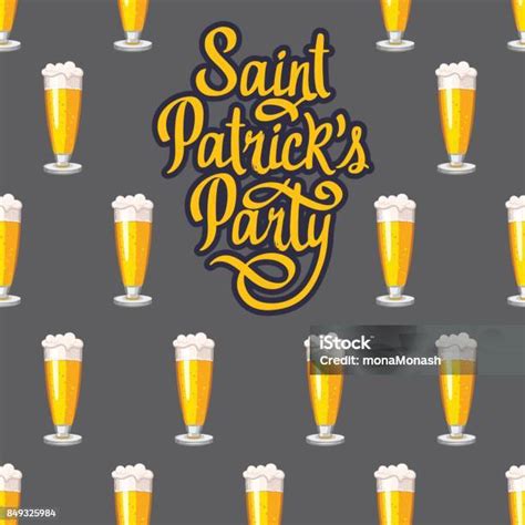 맥주 유리 완벽 한 배경입니다 술집 메뉴에 대 한 벡터 일러스트입니다 성 패 트 릭의 날 기념 포스터입니다 알콜 음료 St Patricks Day에 대한 스톡 벡터 아트