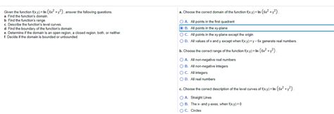 solved a choose the correct domain of the function f x y