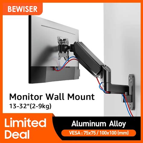 모니터 암 Bewiser 벽 마운트 브래킷 스크린 디스플레이 지지대 거치대 주방 다이닝 바 사무실에 티몬