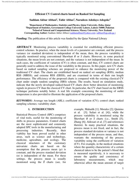 (PDF) Efficient CV Control Charts Based on Ranked Set Sampling