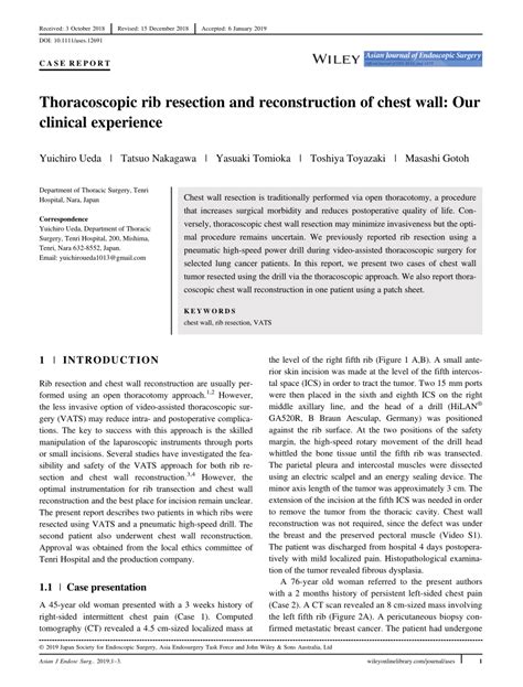 Pdf Thoracoscopic Rib Resection And Reconstruction Of Chest Wall Our Clinical Experience