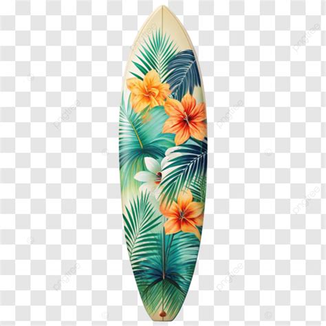 Surfboard With A Tropical Design And Wax Applied Tropical Design