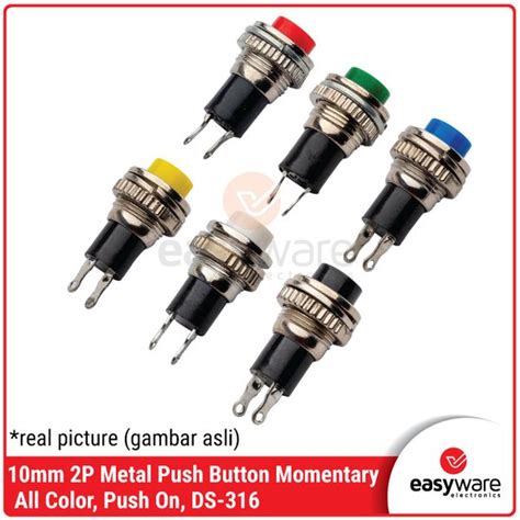 Jual Push On 10mm 2p Metal Push Button Momentary No Lock Tombol Push 2