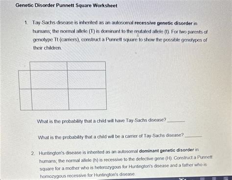 Solved 1 Tay Sachs Disease Is Inherited As An Autosomal