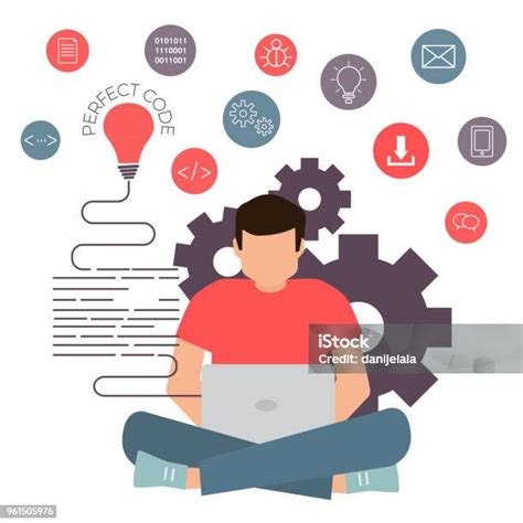 프로그래밍 하 고 개념을 코딩입니다 소프트웨어 코딩 테스트 디버깅입니다 모바일 앱 프로그래밍입니다 평면 그림 개념 Java 프로그래밍 언어에 대한 스톡 벡터 아트 및 기타
