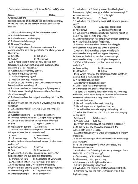 Quiz Electromagnetic Spectrum Pdf Electromagnetic Spectrum Electromagnetic Radiation