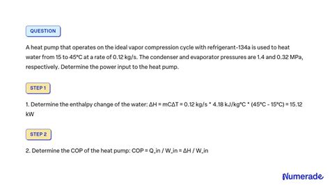 Solved A Heat Pump That Operates On The Ideal Vapor Compression Cycle With Refrigerant 134a Is