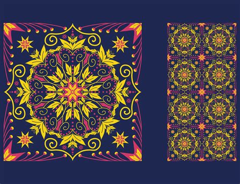 Mediterranean Floral Square Tile Pattern Graphic By Parinya Maneenate · Creative Fabrica