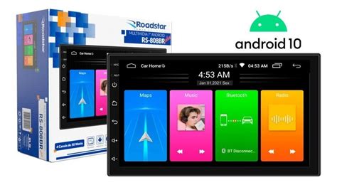 Central Multimídia Roadstar Rs808br Plus Android 7 Btgpsespelhamento