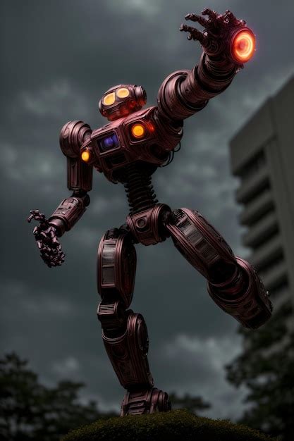 Premium Ai Image A Robot That Is Standing In The Grass