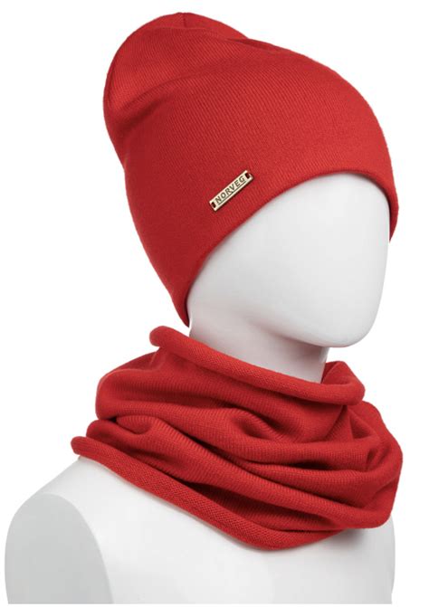 КОМПЛЕКТ UNISEX "NORVEG" ШАПКА+ШАРФ (100% ШЕРСТЬ МЕРИНОСА) АЛЫЙ КРАСНЫЙ