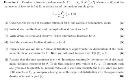 Solved N Exercise Consider A Normal Random Sample X Chegg