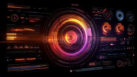 695 Futuristic Circular Interface Abstract Data Visualization Digital