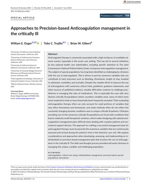 SOLUTION Approaches To Precision Based Anticoagulation Management In The Studypool