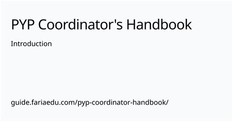 Introduction Pyp Coordinators Handbook