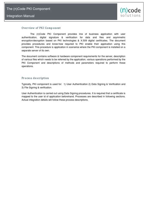 Document Of Pki Component Pdf Public Key Certificate Authentication