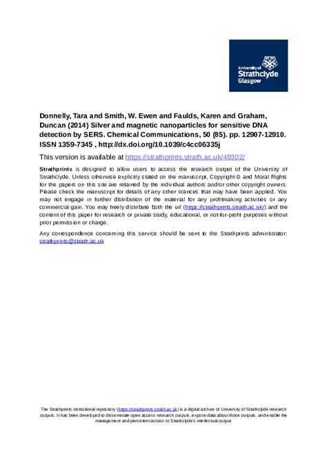 Pdf Silver And Magnetic Nanoparticles For Sensitive Dna Detection By Sers Tara Donnelly