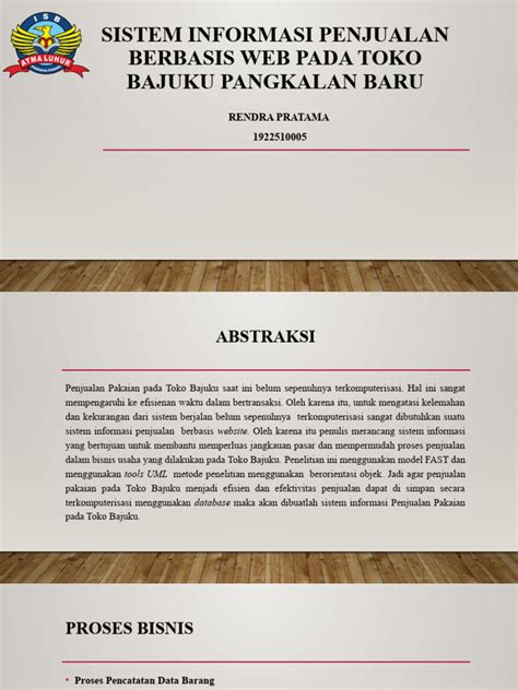 Sistem Informasi Penjualan Berbasis Web Pada Toko Bajuku Pdf