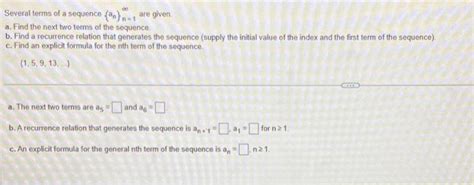 solved several terms of a sequence {an}n 1∞ are given a