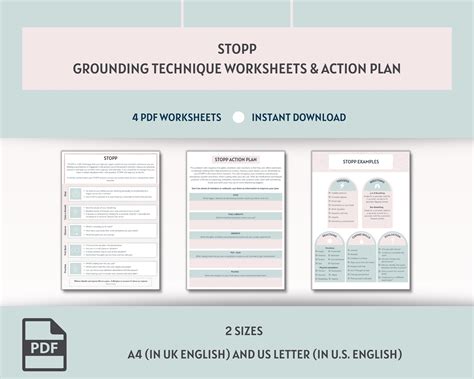 Stopp Grounding Technique Pdf Worksheets Coping Skills Therapy