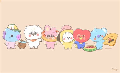 Pin Oleh Army Bts Di Bt21 Cdd Cute Cartoon Wallpapers Bts Drawings