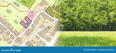 Imaginary General Urban Plan With Urban Destinations Roads Buildable Areas And Land Plot