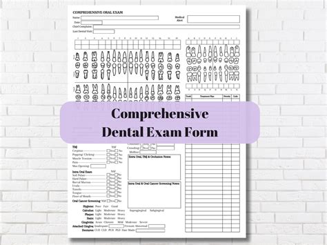 Dental Exam Form Complete Oral Exam Template Dentist Charting