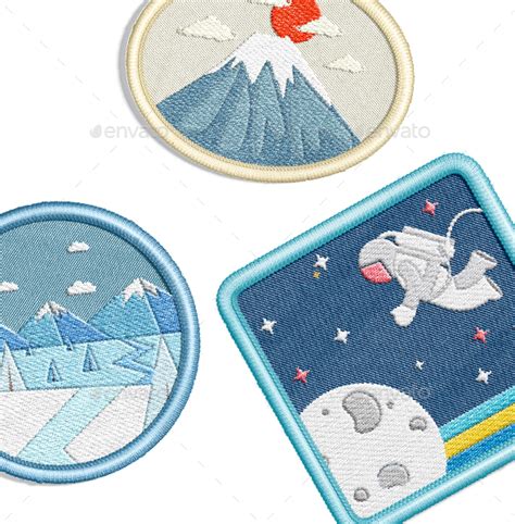 Embroidery Effect Patch Mockups Set Graphics Graphicriver