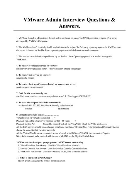 Vmware Admin Interview Questions Pdf