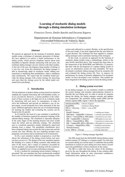 Pdf Learning Of Stochastic Dialog Models Through A Dialog Simulation Technique