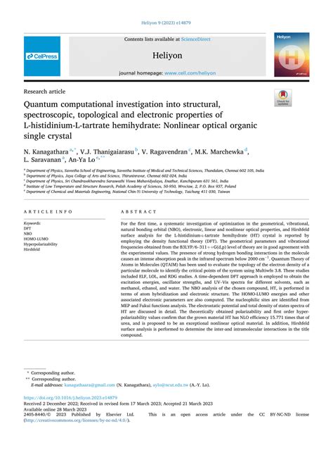 Pdf Quantum Computational Investigation Into Structural Spectroscopic Topological And