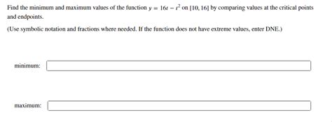 Solved Find The Minimum And Maximum Values Of The Function Chegg