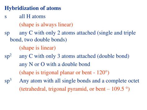 PPT Hybridization Of Atoms S All H Atoms Shape Is Always Linear PowerPoint Presentation ID