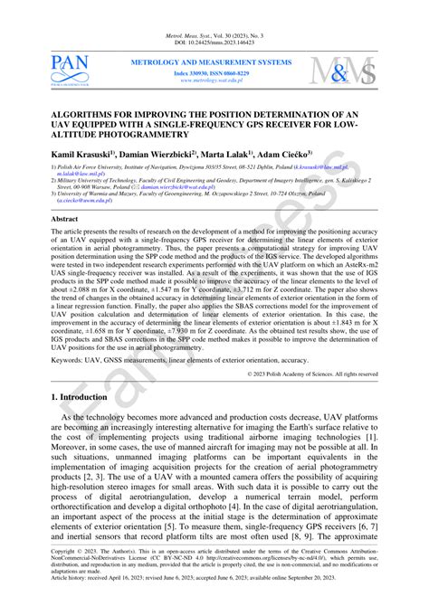 Pdf Algorithms For Improving The Position Determination Of An Uav