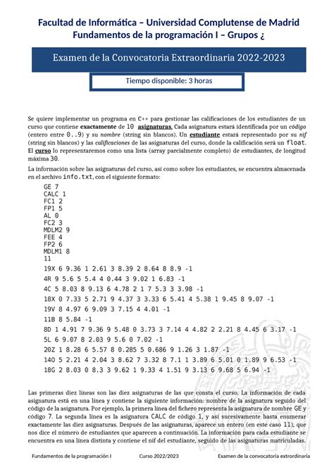 Extraord 22 23 Examen Facultad De Informática Universidad